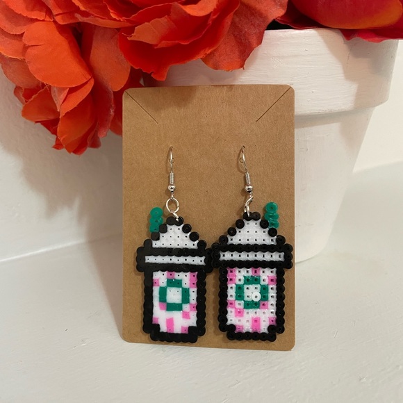 Hand Crafted | Jewelry | Perler Bead Starbucks Frappuccino Earrings ...